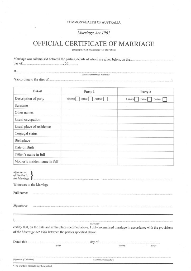 What each marriage certificate means - Lindy Cooke Celebrant